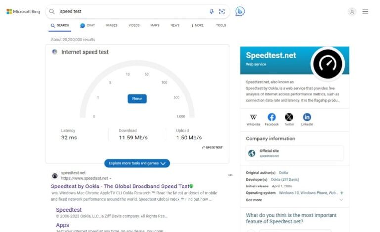 مایکروسافت پشتیبانی بومی Speedtest را به بینگ اضافه کرد - ایستگاه آی تی